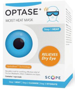 optase moist heat mask – heated eye mask for dry eyes with hydrobead technology – washable, microwaveable compress – holds heat for 10 minutes