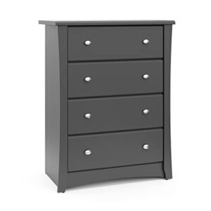 storkcraft crescent 4 drawer chest (gray) – greenguard gold certified, easy-to-match chest of drawers for nursery and kids bedroom, dresser organizer for children’s bedroom