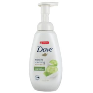 dove shower foam body wash with nutrium moisture technology cucumber & green tea scent gentle bodywash 13.5 oz