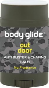 body glide outdoor anti chafe balm 1.5oz: fragrance free anti chafing stick trusted in basic training, endurance sports & everyday life. use on neck, shoulders, chest, butt, groin, thighs & feet