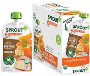 sprout organic baby food pouches stage 3, organically sourced meat protein, 4 ounce (pack of 12)