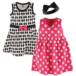 hudson baby baby girls cotton and headband set casual dress, bow, 12-18 months us