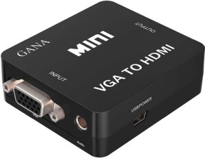 gana vga to hdmi adapter, mini vga adapter box steadily convert full hd audio video below 1080p from vga to hdmi, support hdtv pc laptop monitor computer mac projector