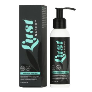 lust naked - hemp cooling shave cream, menthol shave lotion, shaving cream gel, 4.0 oz.