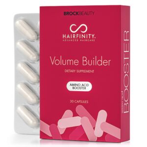 hairfinity volume builder amino acid booster for thinning, damaged hair - protein rich amino acids to support thicker, fuller hair growth and boost hair vitamins - 30 capsules (1 month supply)