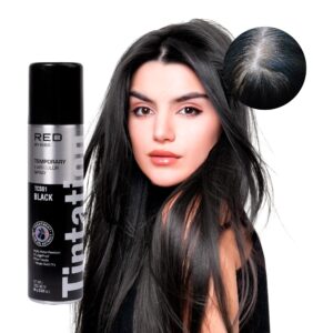 red by kiss tintation temporary hair color spray, instant gray root cover up, water-resistant, smudge-proof, easy wash out, hairline & barber touch-up, quick dry (black)