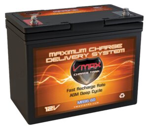 vmax mr96-60 12v 60ah agm deep cycle marine battery for 12 volt 40 pound 40lb thrust trolling motors