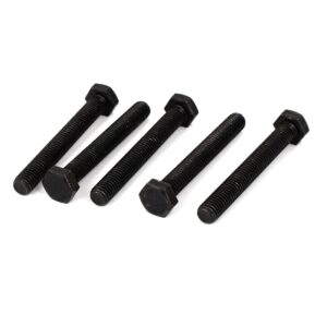 uxcell m10x75mm grade 8.8 fully thread external hex cap screw fastener bolt black 5pcs