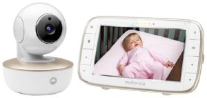 motorola mbp855connect portable 5-inch color screen video baby monitor with wi-fi and one camera, white