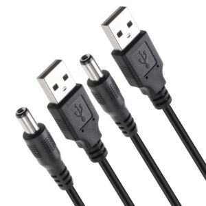 teninyu usb 2.0 a male to dc 5.5x2.1mm 5 volt 24awg dc connector charge barrel jack power cable black, 3ft (max 2.5 ampere power cable, center pin positive),2pack