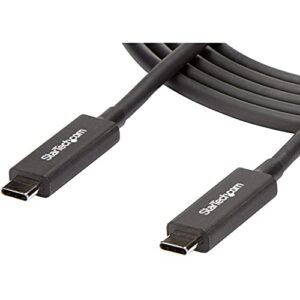 startech.com thunderbolt 3 cable - 6 ft / 2m - 4k 60hz - 40gbps - usb c to usb c cable - thunderbolt 3 usb type c charger (tblt3mm2ma)