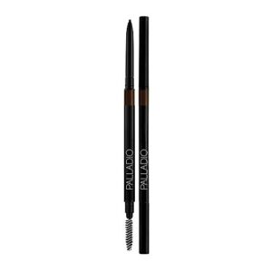 palladio beauty brow definer pencil, black brown, ultra precise twist-up eye brow pencil with long-staying power, spooley brush blends color for natural finish, no eyebrow pencil sharpener required