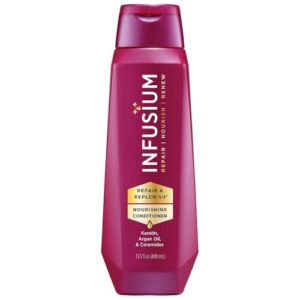 infusium repair & replenish nourishing conditioner, with keratin & argan oil, for all hair types, 13.5 fl oz