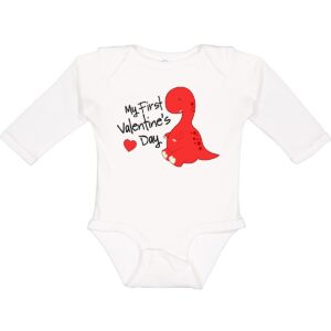 inktastic my first valentine's day long sleeve creeper newborn 0020 white 28606