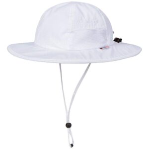 swimzip wide brim sun hat | upf 50+ protection for baby, toddler, and kids white