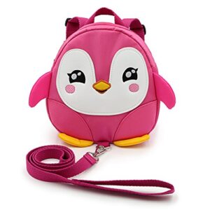 hipiwe baby toddler walking safety backpack little kid anti-lost travel bag harness reins cute penguin toddler bookbag mini backpacks with safety leash for baby boys girls