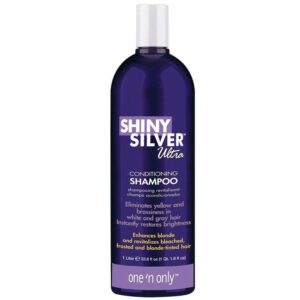 one 'n only shiny silver ultra conditioning shampoo, restores shiny brightness to white, grey, bleached, frosted, or blonde-tinted hair, protects hair color - 1 liter