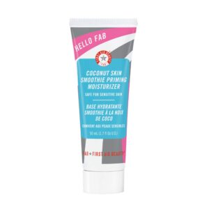 first aid beauty hello fab coconut skin smoothie priming moisturizer, 2-in-1 moisturizer and makeup primer – 1.7 oz.