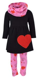 unique baby girls valentines day love letters toddler outfit legging set (5 years, black)