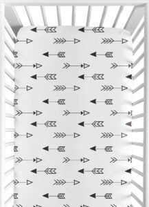 arrow print fitted crib sheet for black and white fox collection baby/toddler bedding set collection