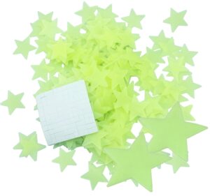 honeytoys 200pcs 1.2" luminous stars glow in the dark fluorescent noctilucent plastic wall stickers decals for home ceiling wall bedroom (yellow)