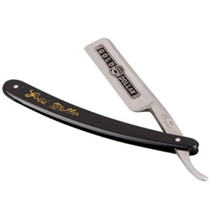 oulii gold dollar 66 classic steel straight edge salon barber shaving razor shaver, gifts for men (black+silver)