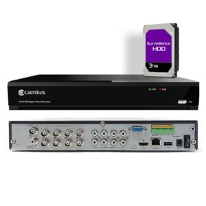 camius ultra hd 4k 8 channel hybrid 5-in-1 dvr security recorder with 3tb hard drive, for up to 4k tvi/ahd/cvi/cvbs 8 analog and 4 ip cameras (cameras not included)