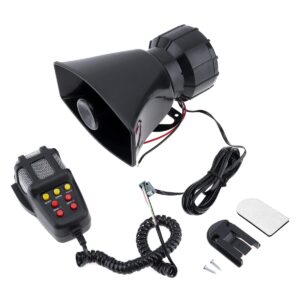 epathchina 100w 7 tone sound car siren with mic pa speaker system, vehicle motorcycle alarm horn loudspeaker emergency sound amplifier- hooter/ambulance/traffic sound