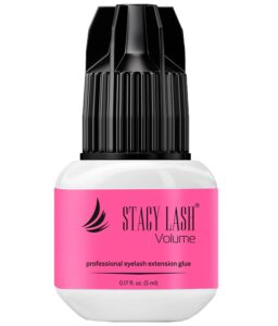 volume eyelash extension glue stacy lash 0.17fl.oz/5ml/3-4 sec drying time/retention 6 weeks/black adhesive/professional supplies/pegamento de pestañas