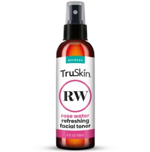 truskin rose water toner for face – refreshing toner made with 100% rose water, gently hydrates and revitalizes – skin care to refine and balance skin for a healthy-looking complexion, 4 fl oz