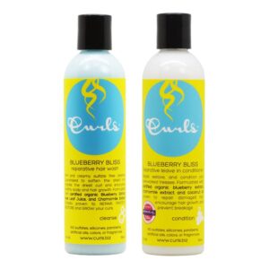 curls blueberry bliss reparative hair wash, 8 ounces and reparative leave in conditioner, 8 ounces