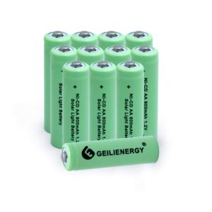 geilienergy solar light aa ni-cd 800mah rechargeable batteries,aa rechargeable batteries for solar lights solar lamp(pack of 12)