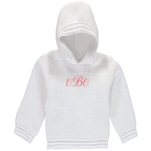 julius berger personalized baby gifts - monogram included, zip back baby sweater, hoodies, cardigan, made in usa - 6 months - white