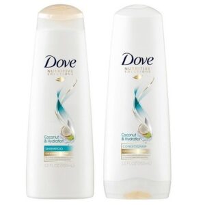 dove nutritive solutions coconut & hydration shampoo & conditioner, 12 fl. oz. each