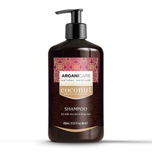 arganicare hydrating coconut oil shampoo for dry hair repair & frizz control - hair growth shampoo for men & women enriched with organic argan oil, witch hazel, and chamomile | 13.5 fl oz