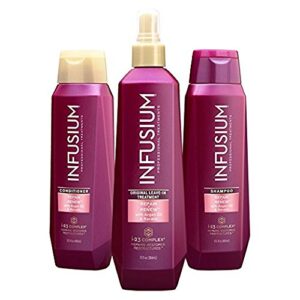 infusium repair & renew shampoo,conditioner, 13.5 oz and leave in treatment 13 oz