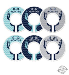 modish labels baby clothes size dividers, baby closet organizers, size dividers, baby closet organizers, closet dividers, clothes organizer, nursery, boy, woodland, deer, navy, teal mint, gray (baby)