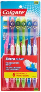 colgate extra clean full head, medium toothbrush, 6 count (pack of 3)