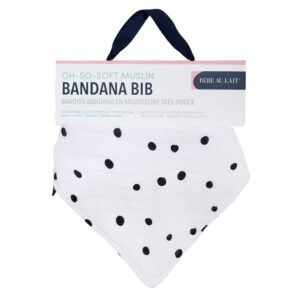 bebe au lait oh so soft luxury muslin bandana bib, 4-layer muslin design, stylish pattern -dottie