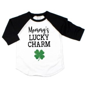 st. patrick's day outfits for girls and boys, mommy's lucky charm, kids and toddler shirt (black 4t