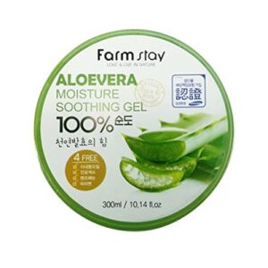 farm stay - aloe vera moisture soothing gel 300 ml for men and woman - 100% aloe vera for dry skin - facial treatment - moisturisers - day care - gels