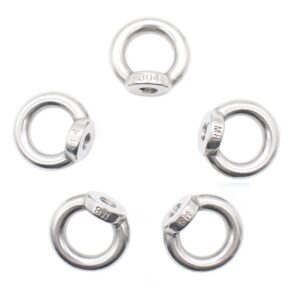 eowpower 5 pieces 304 stainless steel m8 ring eye bolt threaded nuts