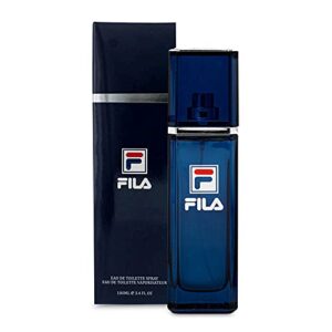 fila eau de toilette for men - cool, clean, refreshing - a classic cologne for men - extra strength, long lasting scent payoff - trendy, rectangular, streamlined, portable bottle design - 3.4 oz