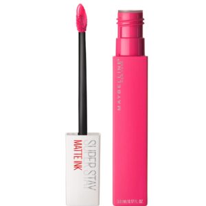 maybelline super stay matte ink liquid lipstick makeup, long lasting high impact color, up to 16h wear, romantic, vivid pink, 1 count