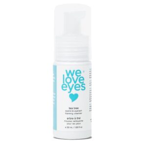 we love eyes: tea tree eyelid foaming cleanser - vegan. all natural. cruelty free. safe for false lashes and eyelash extensions.