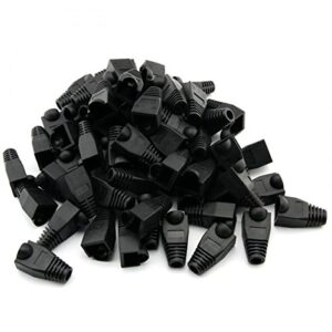 gfortun 100pcs rj45 cat6 cat5e ethernet cable snagless end boots cap connector cover modular (black)