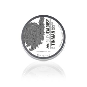 billy jealousy tinman beard wax with light hold & matte finish, nourishing beard care product formulated with natural beeswax & glycerin for soft, tamed facial hair, 2 oz