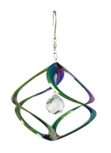 red carpet studios indoor/outdoor 3-dimensonal garden decor small cosmix wind spinner, 11-inch, rainbow - crystal