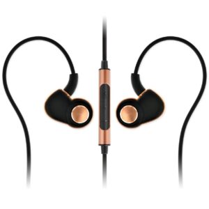 soundmagic pl30+c active sport in-ear headphones with microphone and volume control (black/gold)