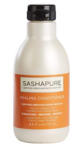 sashapure healing conditioner with sacha inchi oil - sulfate-free, color safe, hydrate & revitalize damaged hair, 8.5 fl. oz